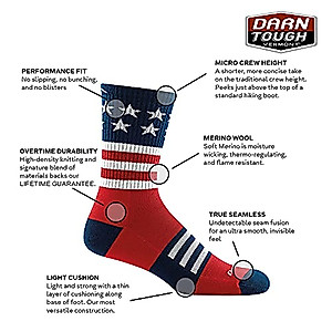 DARN TOUGH (Style 1976) Men's Captain Stripe Hike/Trek Sock - Stars and Stripes, Large