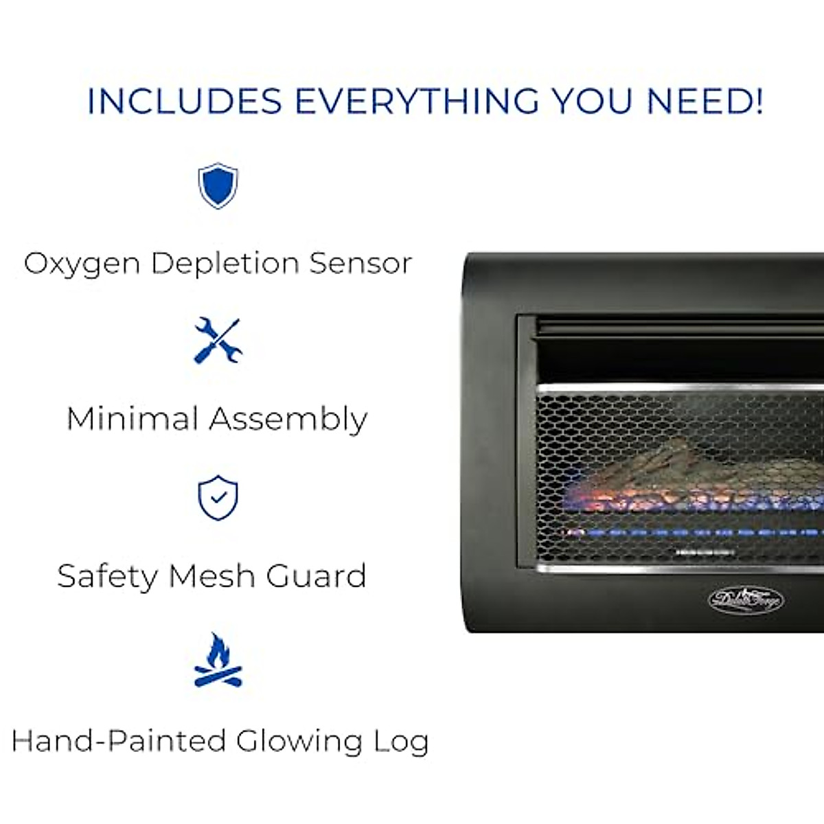 Duluth Forge Ventless Linear Wall Gas Fireplace - 26,000 BTU, T-STAT, Model DF300L