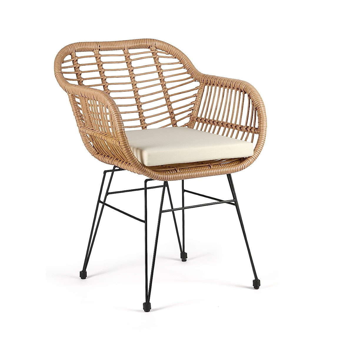 WestinTrends 3 Pc Set Furniture Wicker Rattan Patio Conversation Seating Chair with Cushions and Table for Indoor Outdoor, Balcony, Porch, Garden, Pool, Deck, Lounge, White