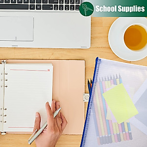 Koogel 12PCS Mesh Zipper Pouches, A4 Size Zipper Pouch for Organizing, Waterproof Zipper Bags Small Zipper Pouch for School Supplies, Office Supplies, Travel Storage