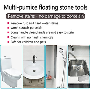 4TH Pumice Stone for Toilet Bowl Cleaning,Remove Away Limescale Stain,Hard Water Rings,Calcium Buildup,Iron and Rust,Scouring Stick for Tile/Bath-tub/Kitchen/Grill/Household - 4 Pack