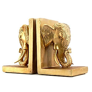 Bellaa 21817 Bookends Elephant Head Bookshelf Decor 7 inch