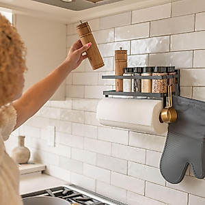 Magnetic Spice Racks for Refrigerator- Spice Rack Organizer with Iron Paper Towel Holder