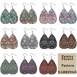 Picheng Paisley Flower Faux Leather Sheets: Paisley Cashew Flower Faux Leather Rolls 13.8"X53"(35cmX135cm) PU Solid Faux Leather Sheet for Making Crafts, Sewing DIY Projects (Paisley Flower-E)