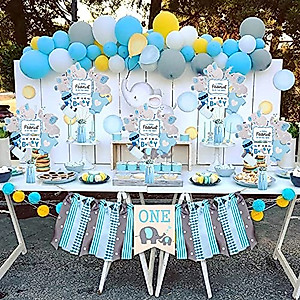 LEBERY 24pcs Blue Elephant Centerpiece Sticks Baby Boy It's A Boy Table Centerpieces Decorations Blue Little Peanut Cutouts for Blue Elephant Theme Boy Baby Shower Birthday Party Supplies