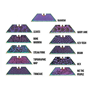 NDZ Performance Steel Blade Replacement for Berkling Utility Knife, Custom Razor Blade, Double Sided Laser Engraved Designs, Rainbow - TriWeave, 1 Pack