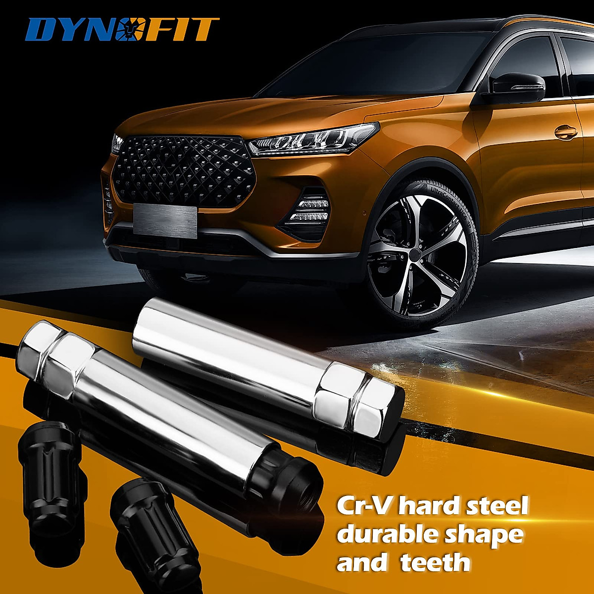 dynofit 6 Spline Drive Tuner Lug Nuts Key for Wrench with 3/4'' (19mm) and 13/16''(21mm) Hex, Chrome Lugnuts Socket Replacement Tool for 1/2" 12x1.5 12x1.25 Lug Nut 24months Warranty