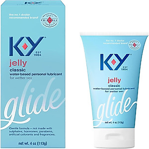 K-Y Jelly Lube, Personal Lubricant, Water-Based Formula, Safe to Use with Latex Condoms, For Men, Women and Couples, 4 FL OZ (Pack of 1)