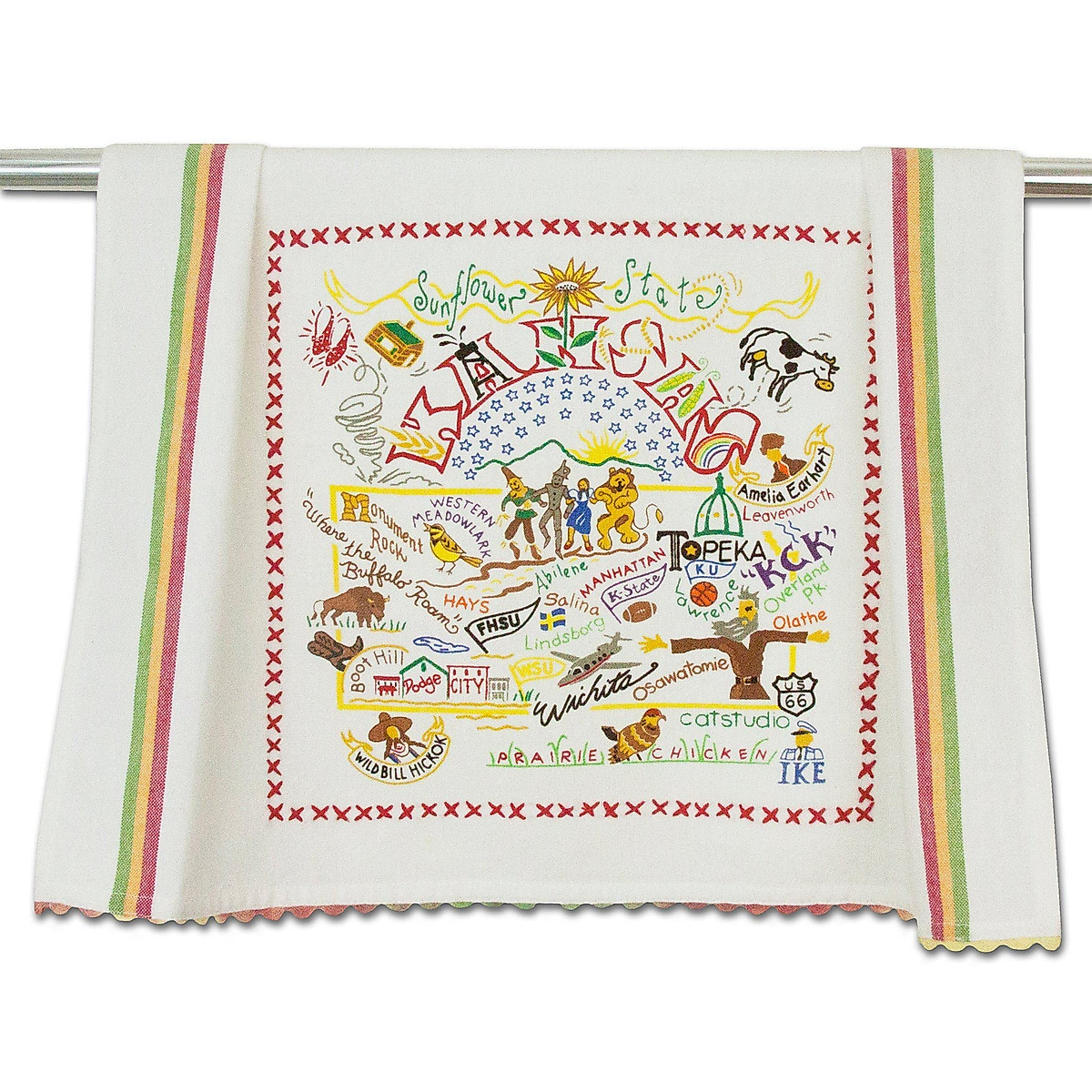 Catstudio Kansas Dish Towel - U.S. State Souvenir Kitchen and Hand Towel with Original Artwork - Perfect Tea Towel for Kansas Lovers, Travel Souvenir