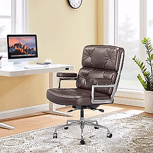 KXDTZ Leather Office ChairLobby Computer ChairHome Office Chair (Color : Black, Size : As Shown)