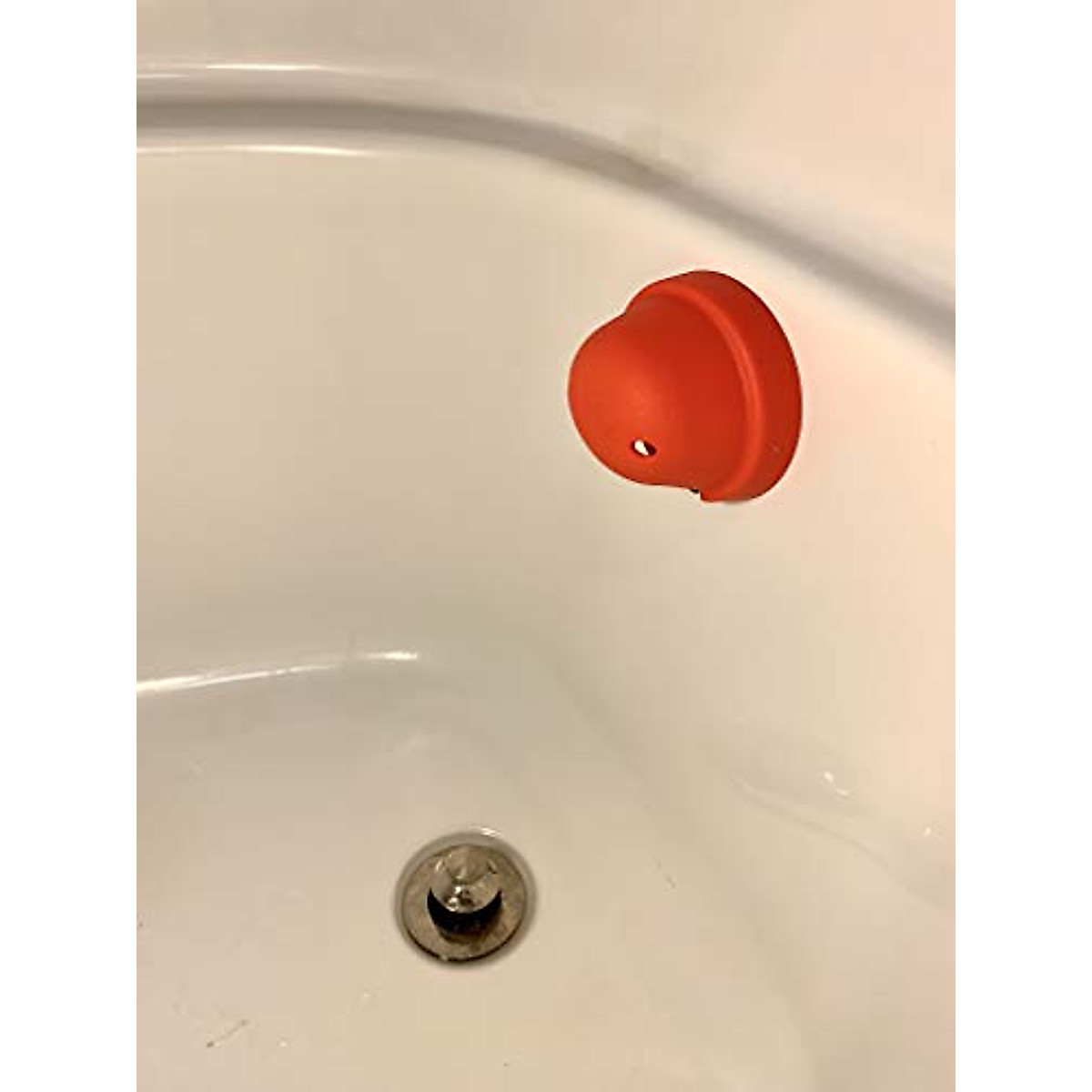 Bath Tub Overflow Drain Cover, Trip Lever Cover, Protects from Accidental Contact of Lever, Overflow Plate Cover, Use Lever While Installed, Durable, Soft, Kids Can't Pull Off, Easy Install (Orange)