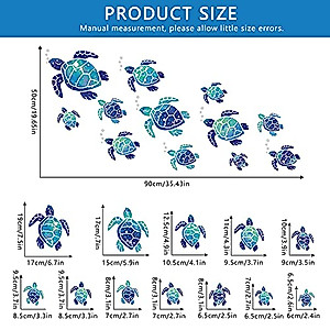 24 Pieces Sea Turtle Wall Decals Ocean Bathroom Decor Stickers Beach Sea Turtle Wall Stickers Waterproof Turtle Bubbles Ocean for Kids Home Bathroom Living Room Toilet Nursery Pool Party Decoration