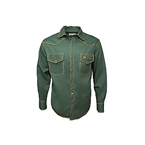 Western Welder Outfitting - Welding Shirt Western Style | Light Weight Tripled-Stitched Welding Shirts, Relaxed Fit (XL, Army Green)