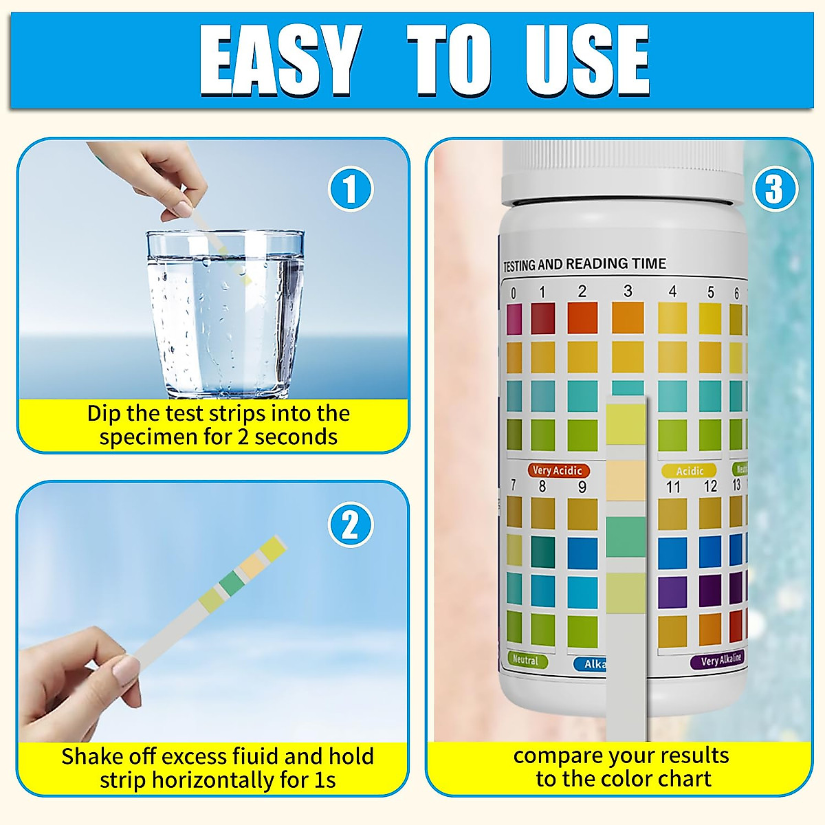 PH Test Strips 0-14, 200 Strips Universal Litmus Papers PH Test Strips for Urine & Saliva & Water & Food, Quickly Test Alkalinity and Acidity Levels, Get Highly Accurate Results in Seconds