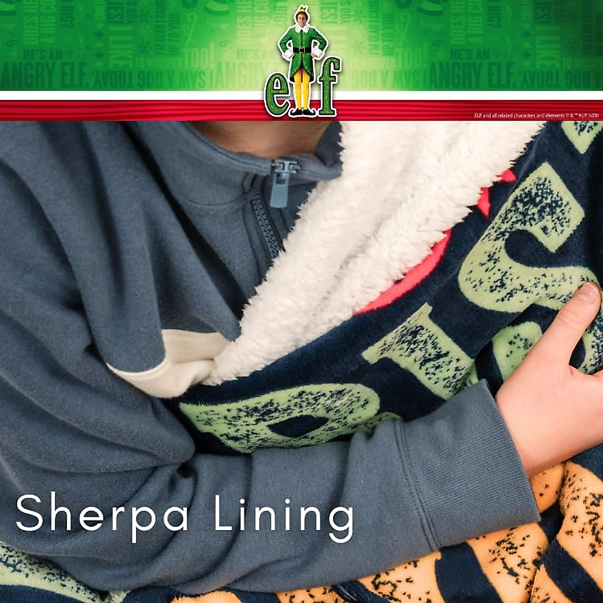 Franco Elf The Movie Holiday Christmas Bedding Soft Plush Sherpa Blanket Throw, 46 in x 60 in, (Officially Licensed Product)