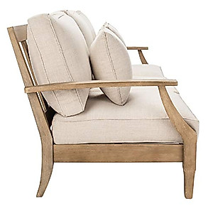 SAFAVIEH Couture Patio Martinique Natural and White Wood Outdoor Sofa, Natural/White