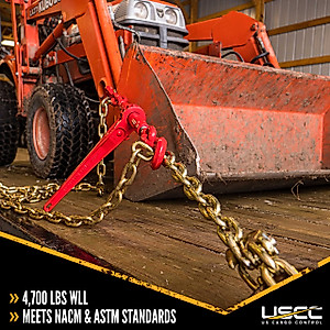 US Cargo Control Chain and Ratchet Binder Set- 5/16 Inch x 20 Foot Grade 70 Chain, Easily Secure Heavy Loads to A Truck Or Flatbed Trailer, 4,700 Pound Working Load Limit