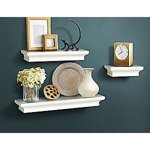 AHDECOR White Floating Shelves Wall Mounted Display Storage Shelves, Wall Shelf for Home and Office Decor, 4" Deep, Set of 3