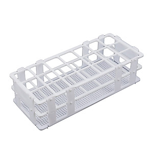 Antrader Plastic Test Tube Rack for 30mm Tubes,21 Holes Lab Test Tube Rack Holder,Detachable,White