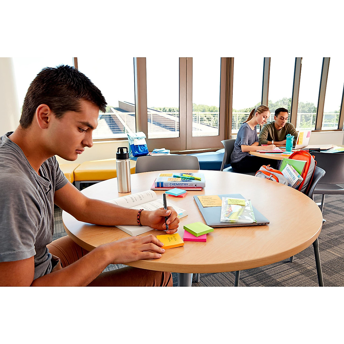 Post-it Super Sticky Notes, 4x4 in, 6 Pads, 2x the Sticking Power, Energy Boost, Bright Colors (Orange, Pink, Blue, Green), Recyclable(675-6SSAN)