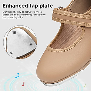 Stelle Tap Shoes for Girls Toddler Boys PU Leather Dance Shoes(Toddler/Little Kid/Big Kid)(Tan,2ML)