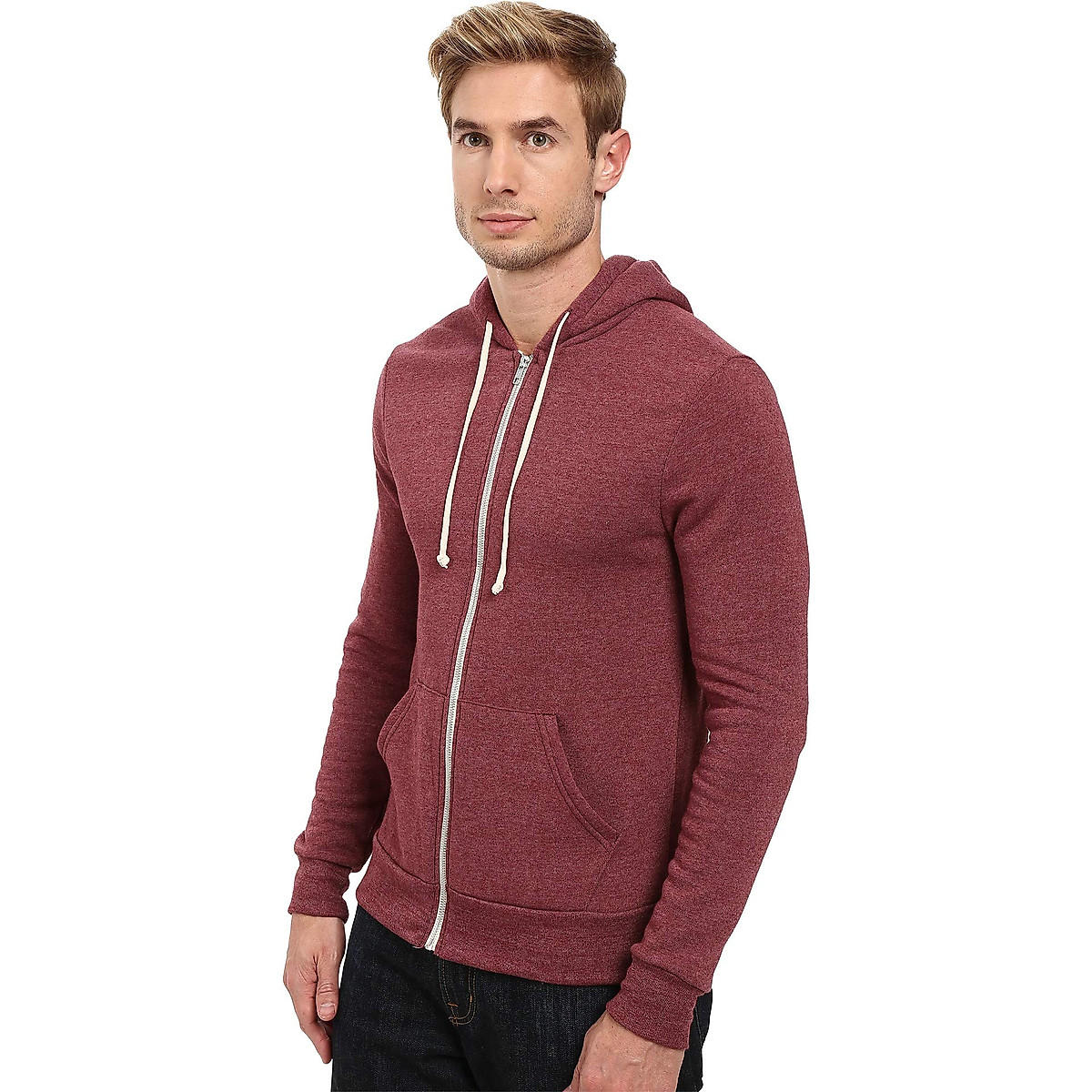 Alternative mens Rocky Eco-fleece Zip Hoodie Sweatshirt, Eco True Currant, Medium US