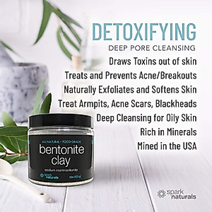 Spark Naturals Sodium Bentonite Clay 1 LB - 100% Organic and Food Grade Detoxifying Clay - All-Natural Face Cleanser and Armpit Detox | Bentonite Clay, Indian Healing Clay