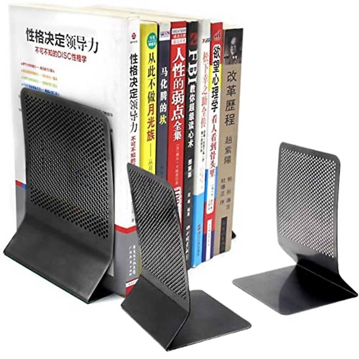 1InTheOffice Bookends for Shelves, Metal Mesh Bookends Heavy Duty, 5.71" Wire Mesh Book Ends, Matte Black, Each, 2 Pairs