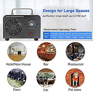 Commercial Ozone Generator 10,000 mg/h, Multipurpose Ozone Machine Odor Removal for Car Smoke, Timing Function & Carry Handle, Industrial O3 Air Purifier for Home Room, Basement (Yellow)