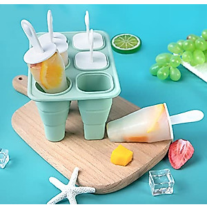 Korlon Popsicles Molds, Collapsible Silicone Baby Popsicle Molds Maker for Kids & Adults, Easy Release Ice Pop Molds with Stick, Funnel & Brush for Making Homemade Popsicles and Ice Cubes