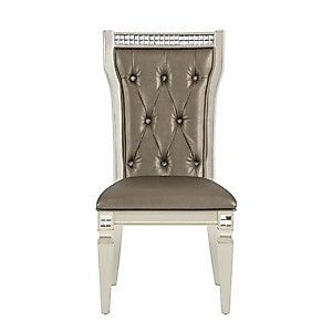 Wycian Kitchen Counter Height Chairs, Patio Dining Chairs 2PCS Wood Champagne Seat Height 18.5" Living Room Bedroom Dining Rooms Garden