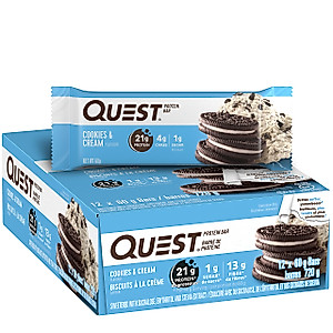 Quest Nutrition High Protein Low Carb, Peanut Butter Cups, 12 & Cookies & Cream Protein Bars, 12 Count & Chocolate Chip Cookie Dough Protein Bars, 12