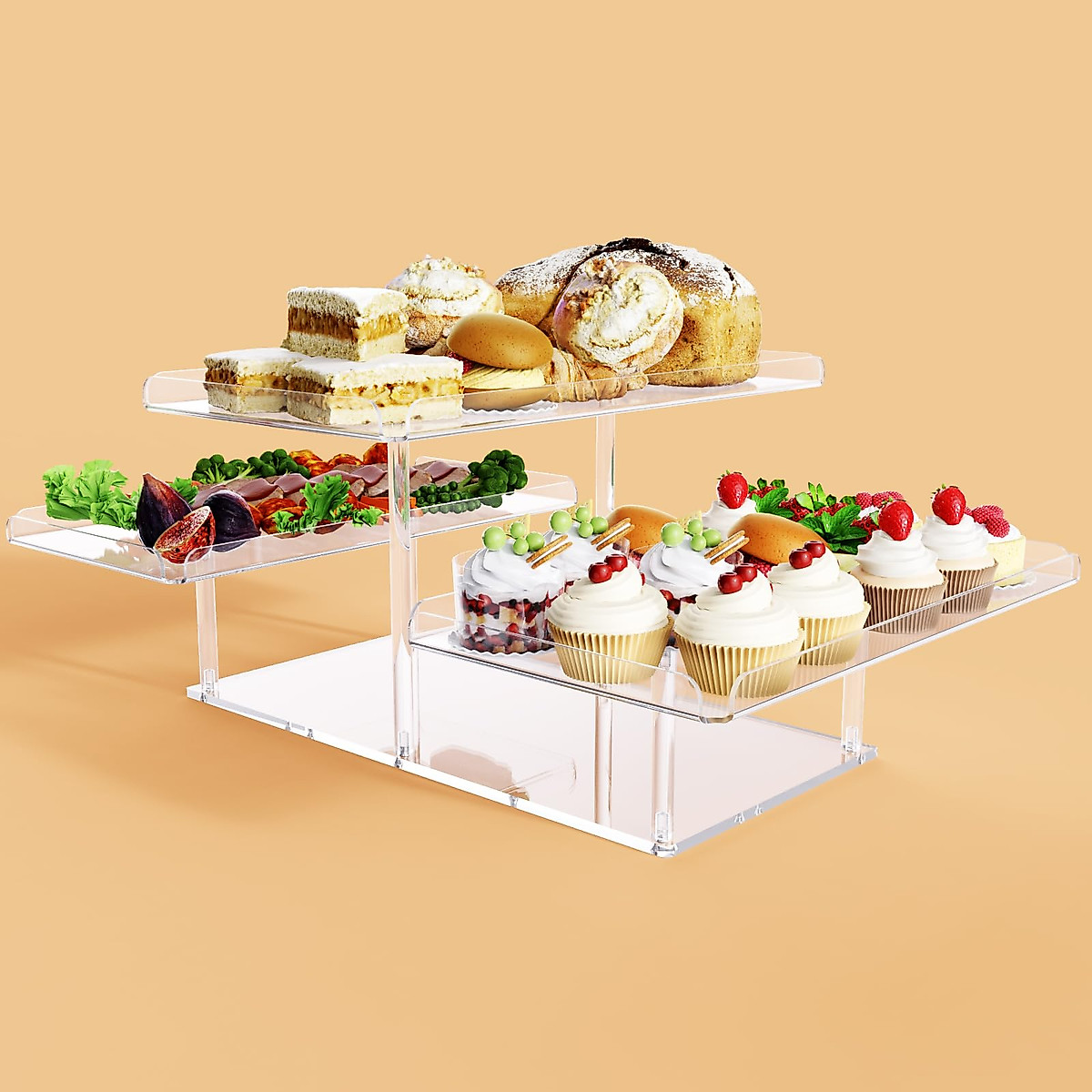 Upgraded! Bakzon Dessert Table Display Set, Acrylic Cupcake Buffet Dessert Risers Stands, Tier Serving Trays Holder for Weddings Baby Shower Tea Party