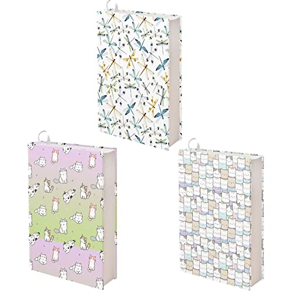 YEXIATODO Fashion Dragonfly Paperback Book Cover School Supplies Stationery Notebook for Cover Protector 3 PCS Student Book Cloth Cotton Custom Textbook Cover with Cartoon Cat Pattern