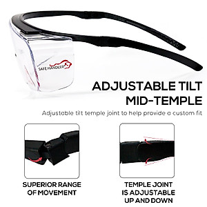 SAFE HANDLER BISON LIFE Duarte Premium Over The Glass Safety Glasses; ANSI Z87.1 Impact Resistant Polycarbonate Wraparound Lenses, with Anti-Fog & Anti-Scratch, UV400 Protection