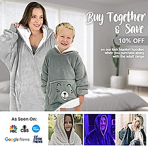 Trekki Oversized Hoodie Blanket Sweatshirt, Wearable Blanket Hoodie Men Women with Zip, Comfy Fleece Hooded Blanket Adult