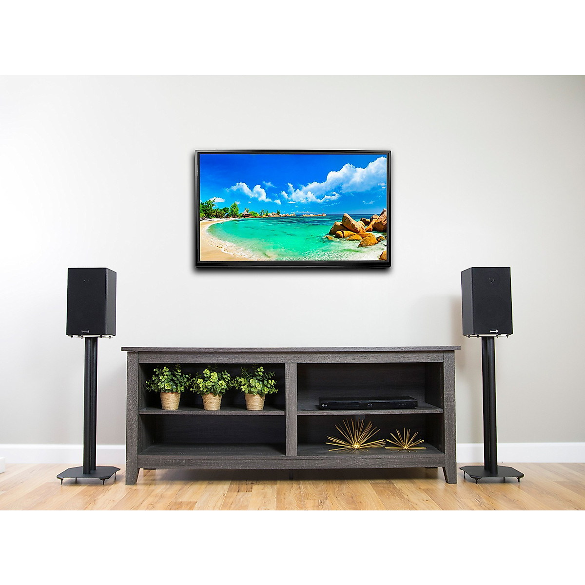 VIVO Premium Universal 25 inch Floor Speaker Stands for Surround Sound and Book Shelf Speakers, 2 Stands Included, STAND-SP03B…