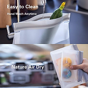 12 Reusable Food Storage Bags,STAND UP Reusable Freezer Bags,Snack,Lunch,Sandwich Ba