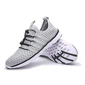 DLGJPA Women's Lightweight Quick Drying Water Shoes for Beach or Water Sports Slip On Walking Shoes LightGrey 11