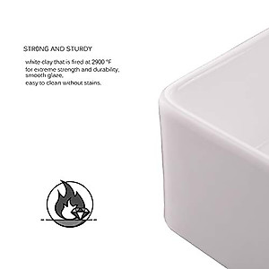 Farmhouse Sink - VOKIM 30 Inch Fireclay White Farmhouse Sink Deep Apron Front Kitchen Sink Single Bowl Handcrafted Farm Sink