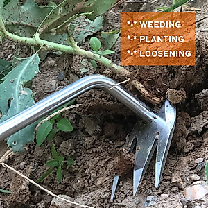 SHANFEEK Weed Puller with M-Shape Claw Weeding Artifact Uprooting Weeding Tool Dandelion Puller Tool Gardening Hand Tools Weed Remover Tool for Yard with Hard Solid Wood Handle(M-Type)