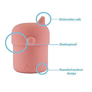 Pura my-my Silicone Sippy Cup 5oz/150ml - Training Cup, Reusable, Platinum Food Grade Medical Grade, Spill Proof Cups for Kids, Toddlers, Babies & Infants (Rose)