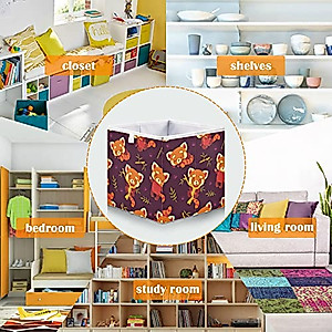 Blueangle Red Panda Cube Storage Bin, 11 x 11 x 11 in, Large Collapsible Organizer Storage Basket for Home Décor（410）