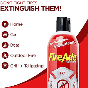 FireAde Personal Firefighting Extinguisher Foam Aerosol for Outdoor and Indoor Use, 16 Ounces
