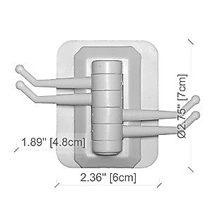 Fineget Wall Adhesive Hooks for Hanging Towel Key Hat Bathroom Kitchen Door Hooks 4 Rotatable Arms Sticky Retail Hooks White 8 Pairs