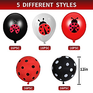 80 PCS Ladybug Balloons, 12 Inch Black White Polka Dots Latex Balloons Ladybug Pattern Balloons for Merry Christmas Party Ladybug Themed Party Supplies, Birthday, Wedding Baby Shower Decoration