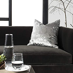 Safavieh Edmee Metallic Throw Pillow, 22"x22", Light Grey/Silver
