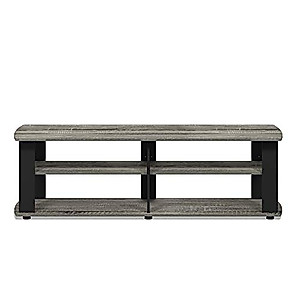FURINNO Nelly Entertainment Center TV Stand, Short 43.3"(W) x13.4(H) x13.1(D), French Oak Grey/Black