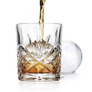 Godinger Whiskey Glasses and Sphere Ice Ball Maker Ice Mold Whiskey Chilling Barware Set, Drinking Glasses, Rocks Glasses, Gifts for Men - Set of 2
