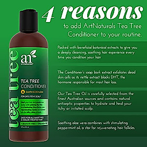 artnaturals Tea Tree Conditioner 12 Fl Oz / 355ml - Made w/ 100% Pure Natural Therapeutic Grade Tea Tree Essential Oil - For Dandruff, Sensitive, Itchy, Dry scalp - For Men & Women